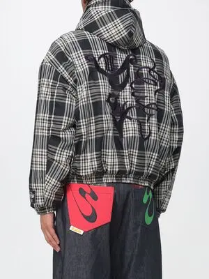 PDF Reversible Hooded Bomber Jacket In Check Faux Fur