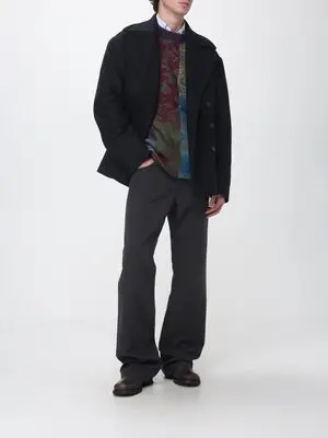Dries Van Noten Relaxed Fit Jacquard Patchwork Jumper In Wool And Alpaca - Violet