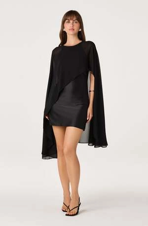 Astr The Label Ginevra Chiffon Cape Mini Dress