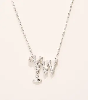 VIVIENNE WESTWOOD Crystal-embellished Vw Pendant Necklace - Silver