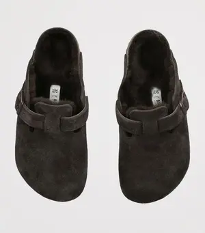 BIRKENSTOCK Shearling Boston Clogs - Brown