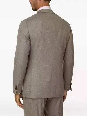 Boggi Milano Suit Pure Wool Flannel Herringbone