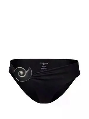 SALT & WAVE Aphrodite Shell-embellished Bikini Bottoms - Black
