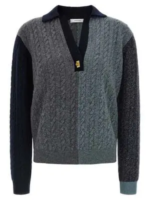 FERRAGAMO Color Block Braid Sweater