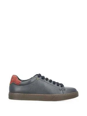 DOUCAL'S Leather Suede Heel Tab Sneaker With Rubber Sole - Nero