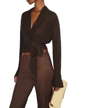 REFORMATION Zev Wrap Top - Mole