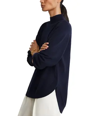 REISS River Funnel Neck Curved Hem Sweater