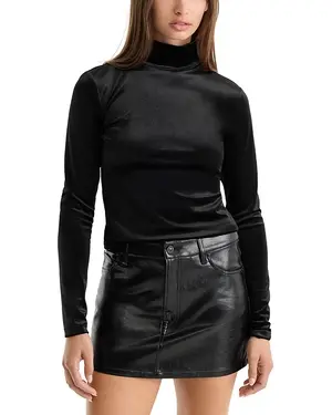 Good American The Velvet Turtleneck Top - Black