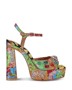 Kurt Geiger Chelsea Platform Peep Toe Sandals - Open Red