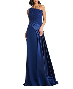 Tadashi Shoji Belair Strapless Draped Gown - Navy