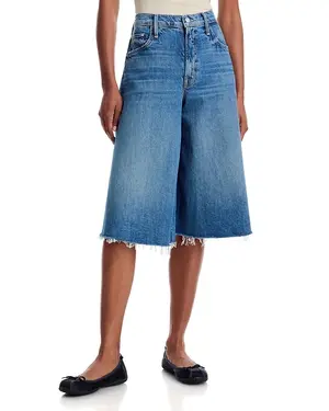 MOTHER The Whole Lot Flutter Fray Denim Bermuda Shorts - Playback