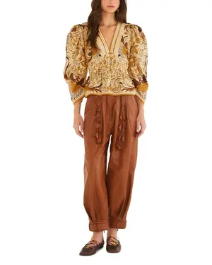 Farm Rio Luize Cotton Peplum Blouse