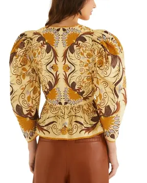 Farm Rio Luize Cotton Peplum Blouse