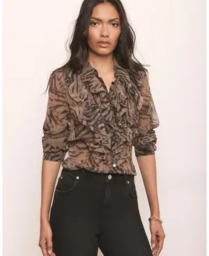 Mint Velvet Ruffle Detail Button Down Blouse