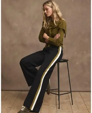Mint Velvet Side Stripe Tie Waist Wide Trousers