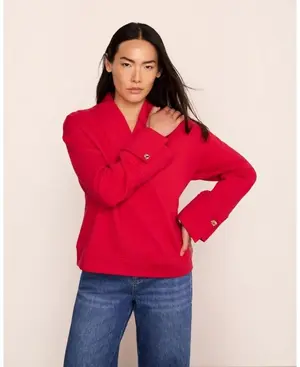 Mint Velvet Cotton V-neck Button Detail Sweatshirt