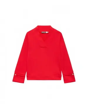 Mint Velvet Cotton V-neck Button Detail Sweatshirt