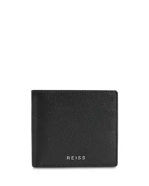 REISS Cabot Saffiano Leather Bifold Wallet - Black