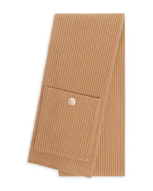 Sandro Ribbed Wool & Cashmere Pocket Scarf - Camel