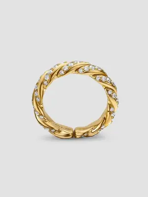 David Yurman Pavéflex Band Ring In 18k Yellow Gold
