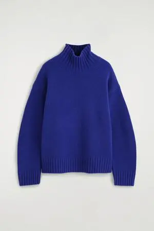 Cos Chunky Pure Cashmere Mock-neck Sweater - Blue