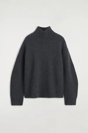 Cos Chunky Pure Cashmere Mock-neck Sweater - Gray