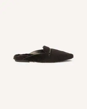 Brunello Cucinelli Shearling Ballerinas With Precious Bar