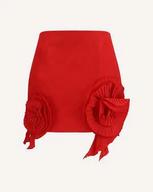 Blumarine Crepe Mini Skirt With Floral Appliqu