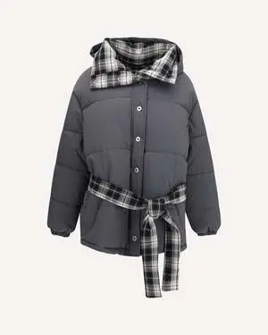 MARBELL Aryna Padded Jacket With Belt - Grey