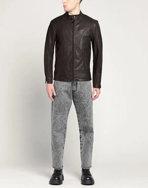 STREET LEATHERS Jacket Charcoal Size Leather - Grey