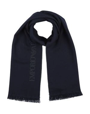 Emporio Armani Man Scarf Grey Size - Wool Navy