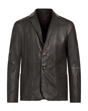 STREET LEATHERS Man Blazer Dark Brown Size S Leather Brown