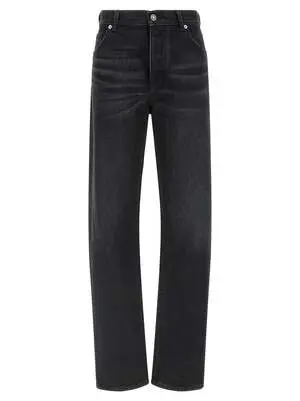Fendi Yellow Stitching Jeans With Visible Thread - Black