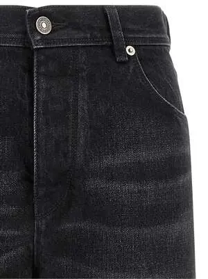 Fendi Yellow Stitching Jeans With Visible Thread - Black