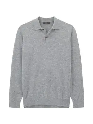 Boggi Milano Knitted Polo Shirt In Cashmere-wool - Grey