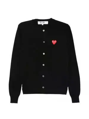 Play Comme Des Garcon Heart-patch Cardigan Black