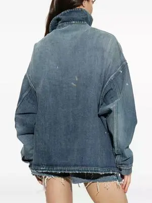 Balenciaga Logo-print Paint-splatter Denim Jacket