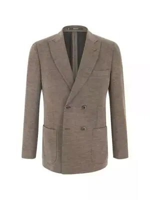Boggi Milano Brooklyn | Double-breasted Blazer In Wool-blend B Jersey - Brown