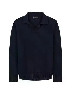 Boggi Milano Knitted Polo Shirt In Extrafine Merino Wool - Blue