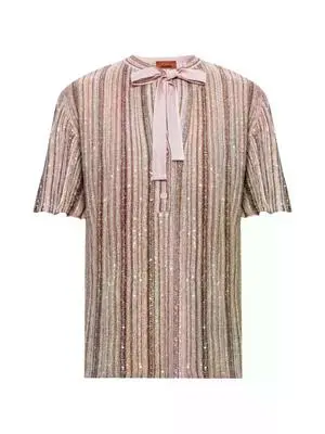 Missoni Sequin-embellished Pussy-bow Blouse - Neutrals