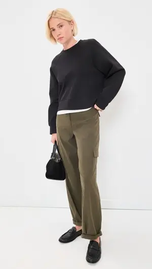 PERFECTWHITETEE Nell Travel Crew Neck Sweatshirt - True Black