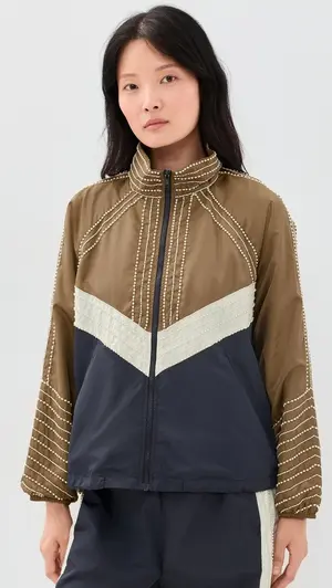 Sea Quinn Embroidered Beaded Windbreaker