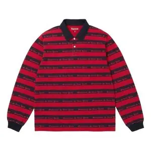 Supreme Fw26 Old English Stripe L/s Polo - Navy