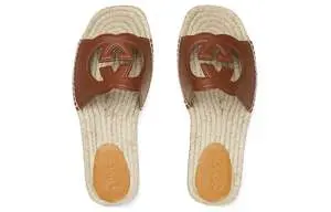 Gucci Interlocking G Cut-out Slide 'brown Beige