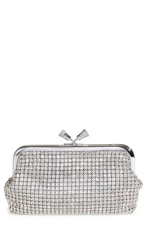 ANYA HINDMARCH Maud Crystal Tassel Clutch - Silver