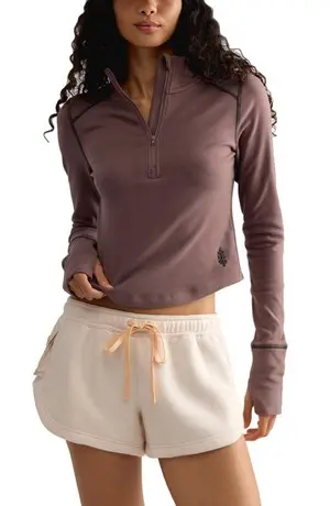 Free People Retro Rider Half Zip Performance Top Eclipse