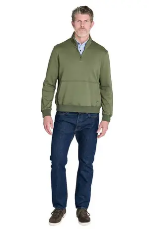 CON.STRUCT Slim Fit Windsor Brushed Fleece Quarter Zip Pullover - Olive