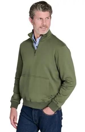 CON.STRUCT Slim Fit Windsor Brushed Fleece Quarter Zip Pullover - Olive