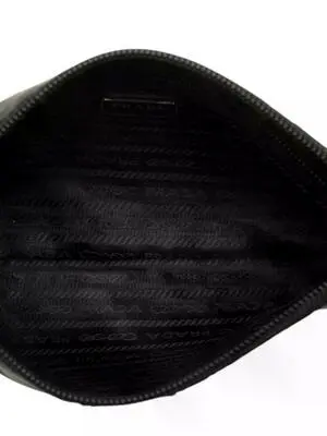 Prada 2000-2013 Saffiano Trimmed Tessuto Wristlet Zip Pouch