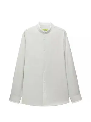 Shanghai Tang Contrast-trim Mandarin Shirt - Grey